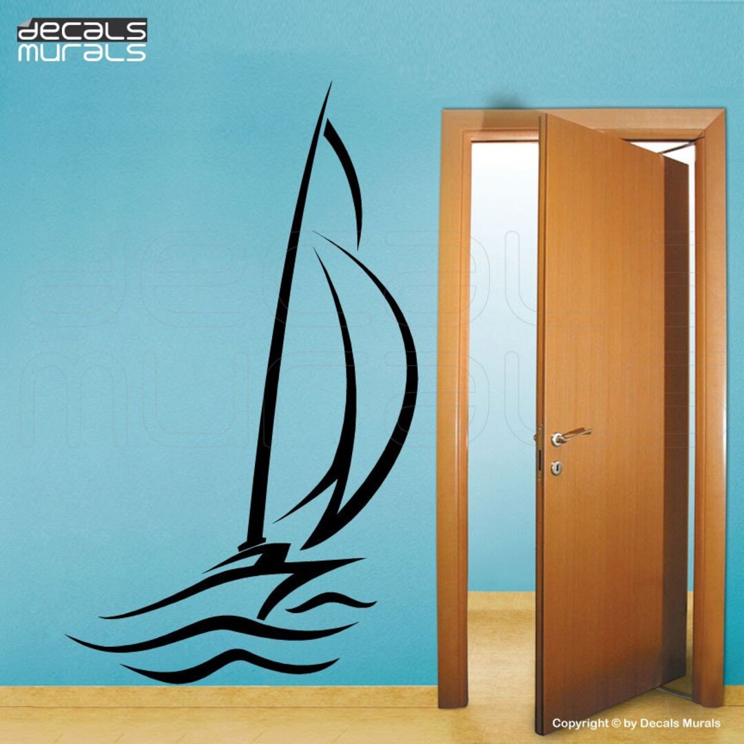 Wall Decals ABSTRACT SAILBOAT Large Wall Art Stickers by Decals Murals ...