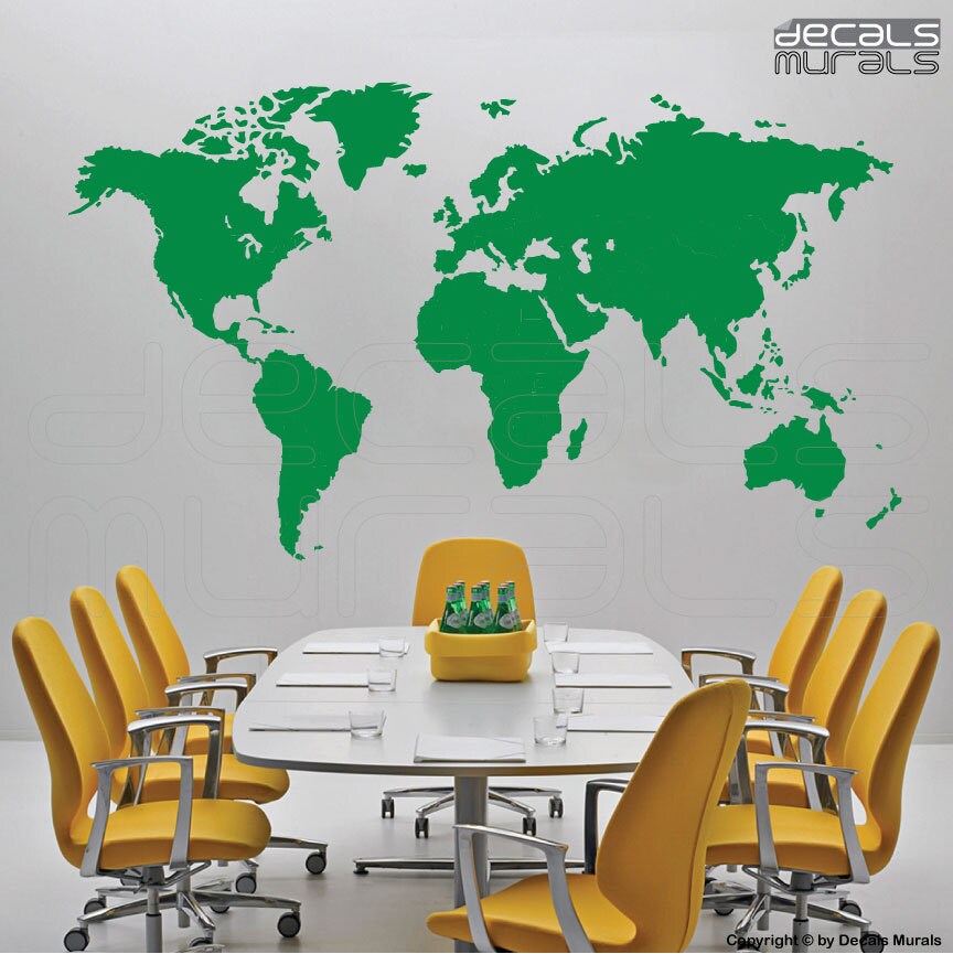 Wall Decals DETAILED WORLD MAP Vinyl Art Stickers Interior Decor for ...