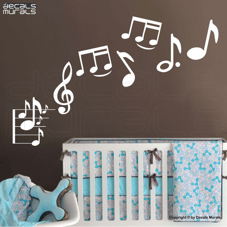 Wall Decals MUSICAL NOTES Vinyl Art Stickers Modern Decor by - Etsy