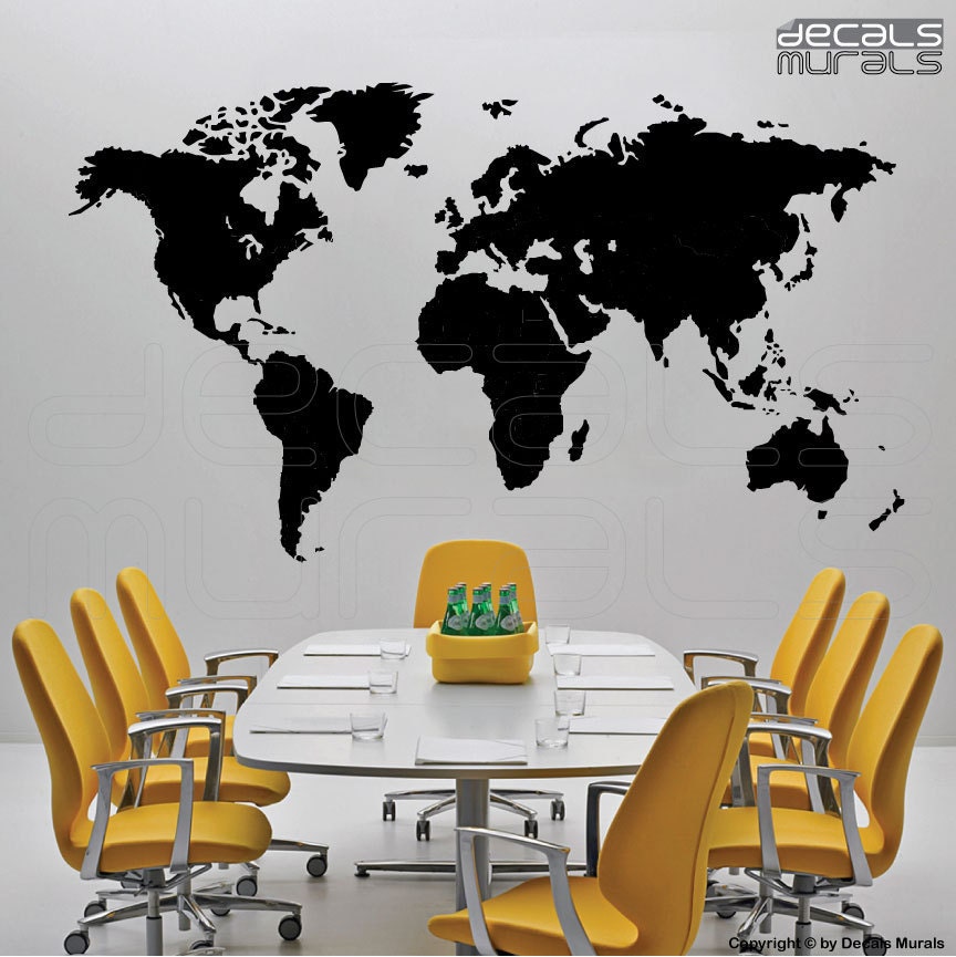 Wall Decals DETAILED WORLD MAP Vinyl Art Stickers Interior Decor for ...