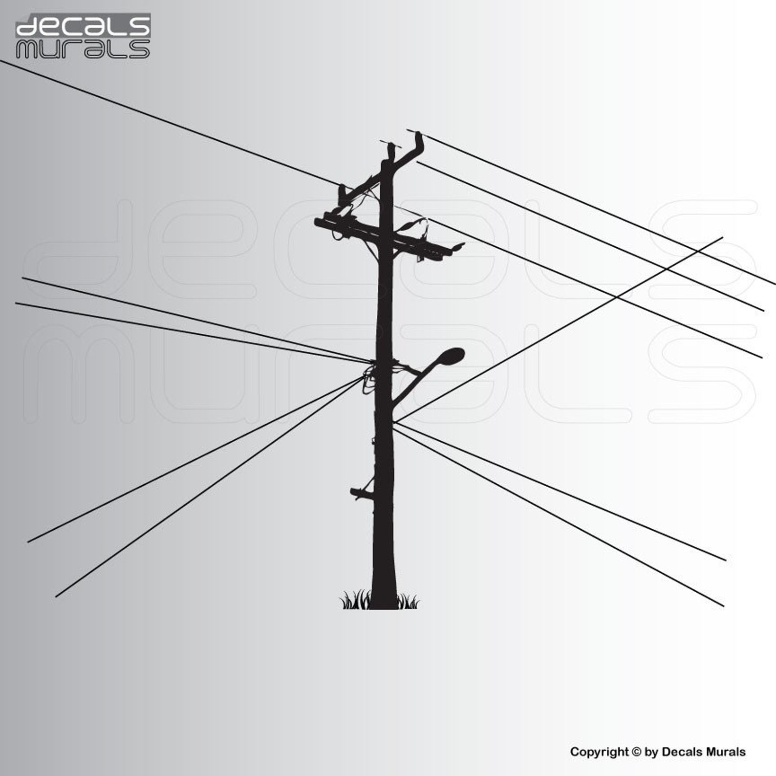 Electric Pole Wall Decal: Modern Vinyl Art Stickers, Removable Large ...