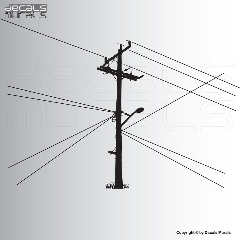 Electric Pole Wall Decal: Modern Vinyl Art Stickers, Removable Large ...