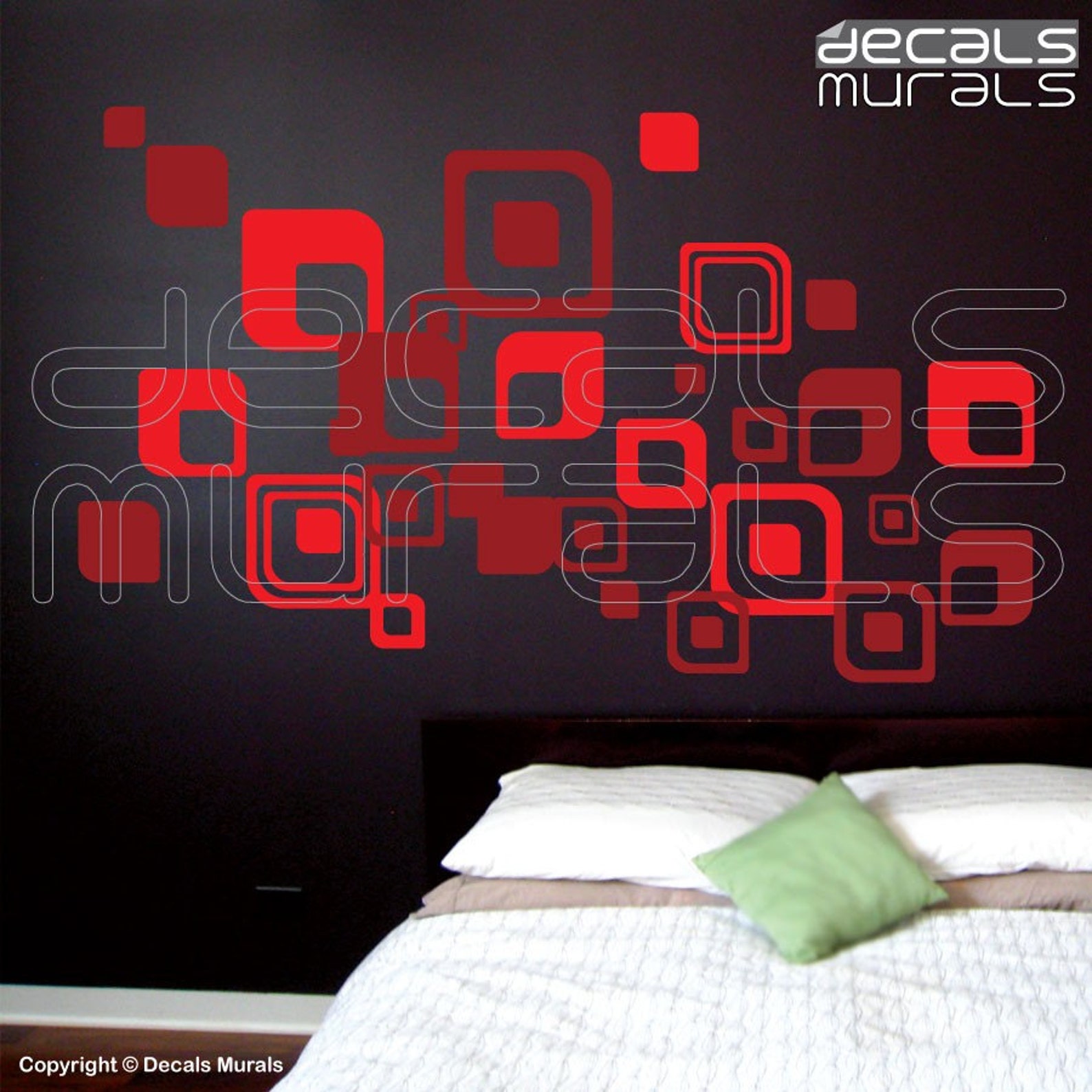 Wall Decals SHAPES ROUND SQUARES Vinyl Surface Graphics Interior Decor ...