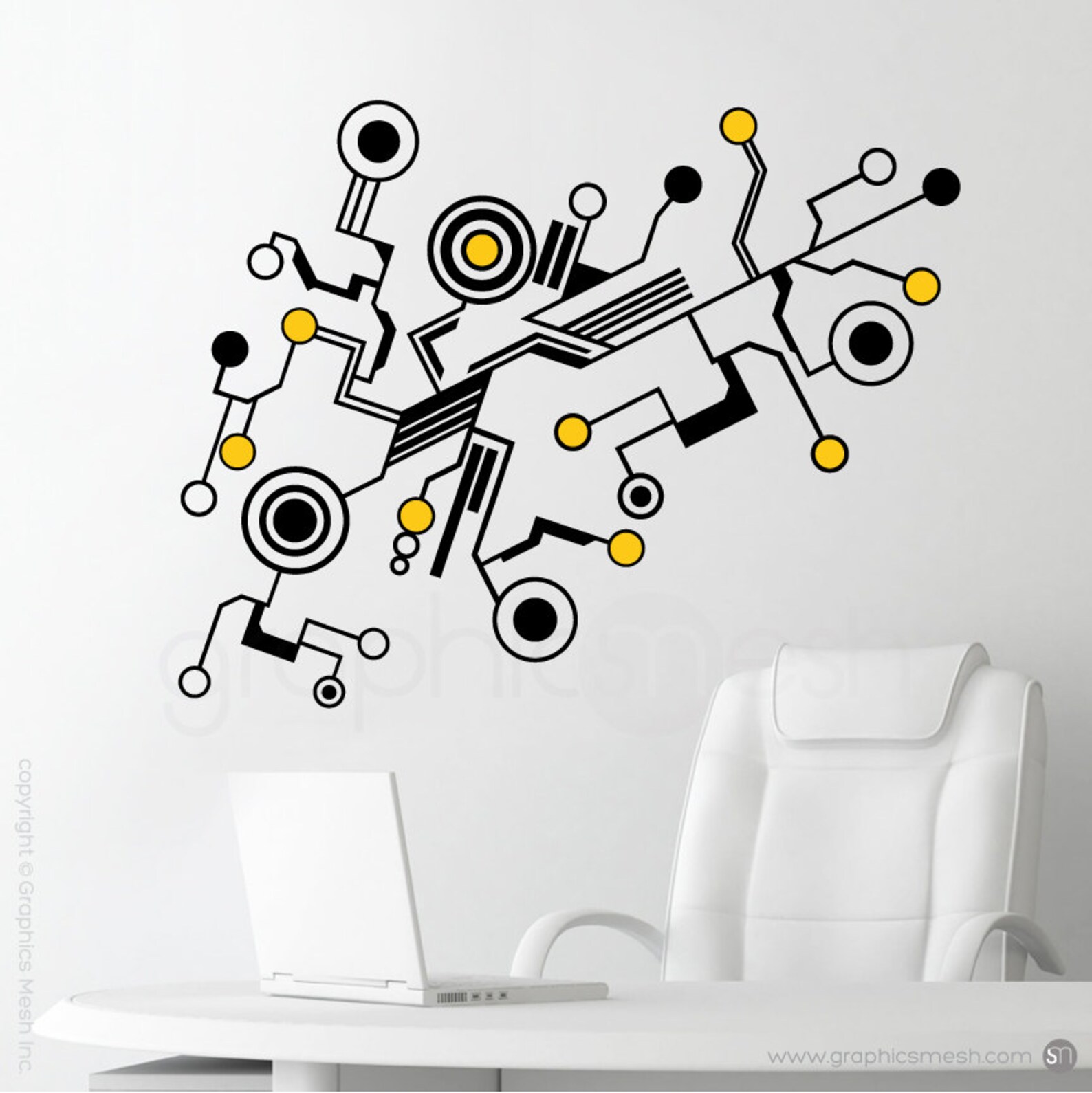 Wall Decals MEDIUM TECH SHAPES Abstract Circuit Shaped Vinyl Art ...