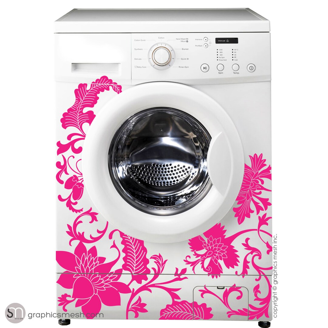 FLORAL WASHER DECOR - Domesticated Wall Decals Laundry Decorating by ...