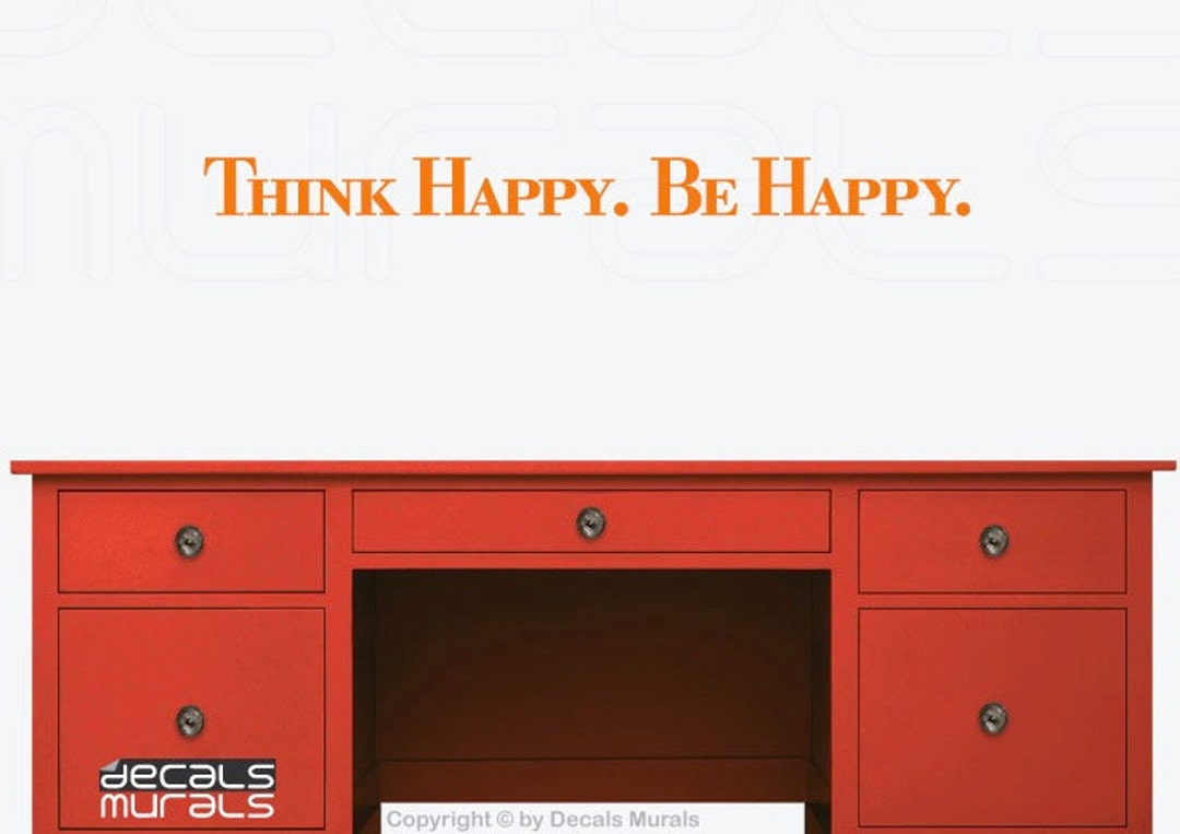 Wall Decals think HAPPY. Be Happy. Vinyl Lettering Art Stickers Decor ...