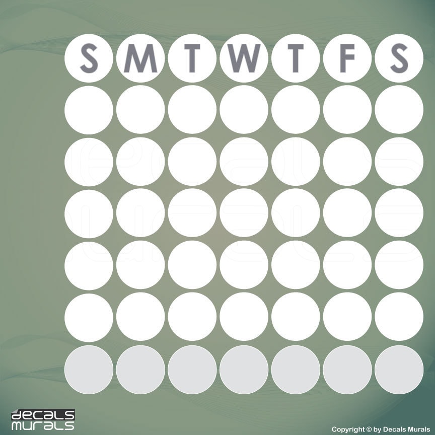 Dry Erase POLKA DOTS MONTHLY Calendar - Wall Decal Office Interior ...