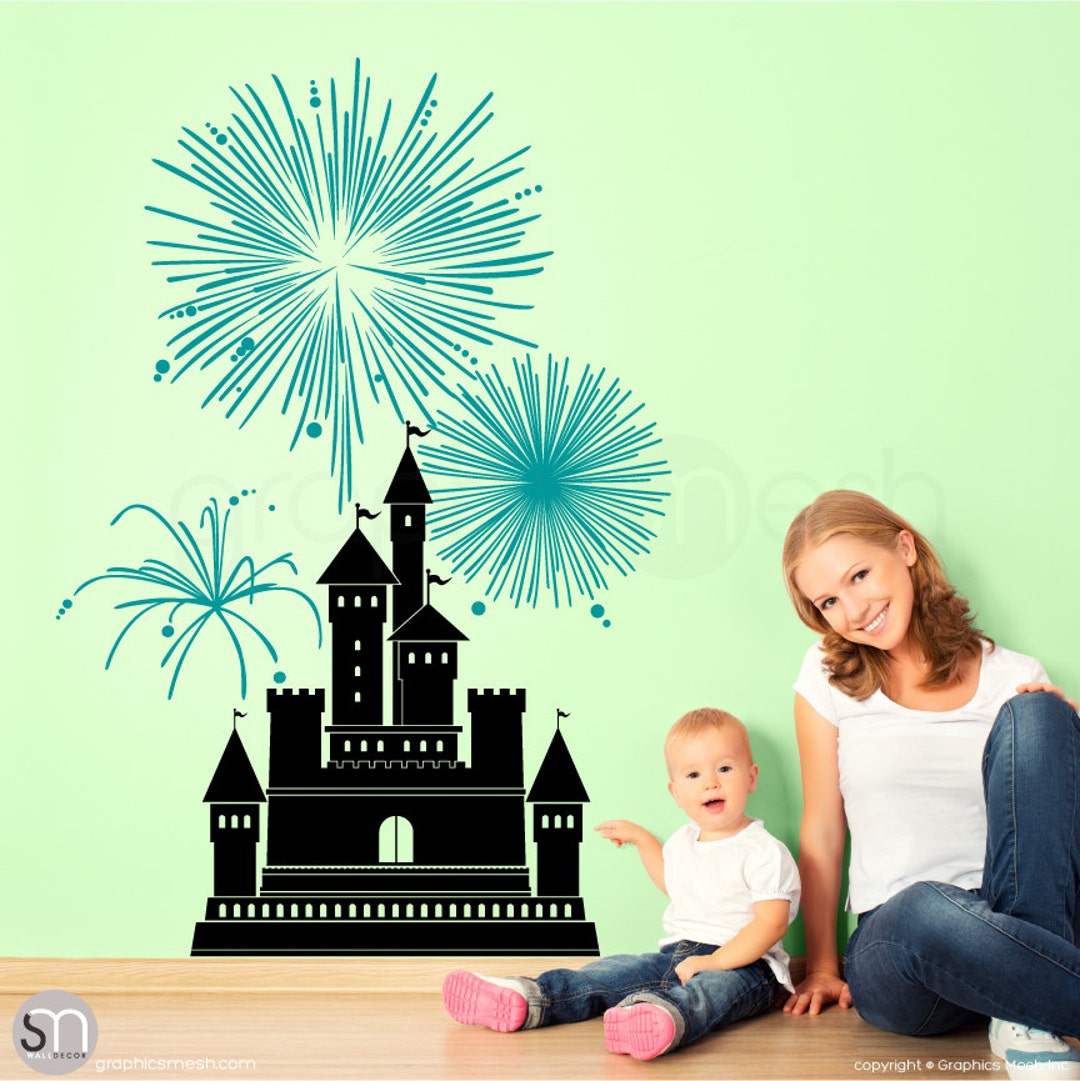 CASTLE WITH FIREWORKS Wall Decals - Girls Nursery Art Decor Decal ...