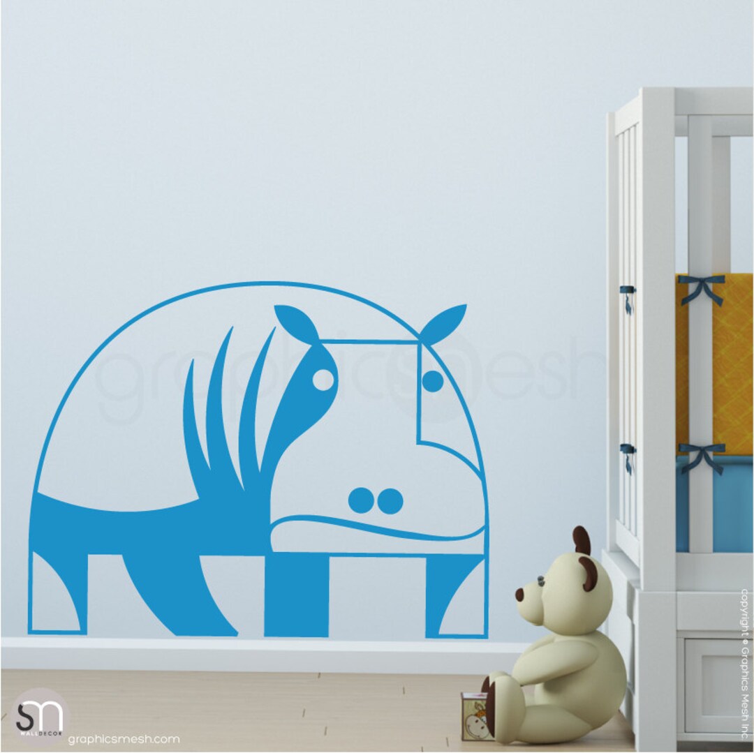 GEOMETRIC HIPPO - Wall Decals - Nursery Interior Decor - Etsy