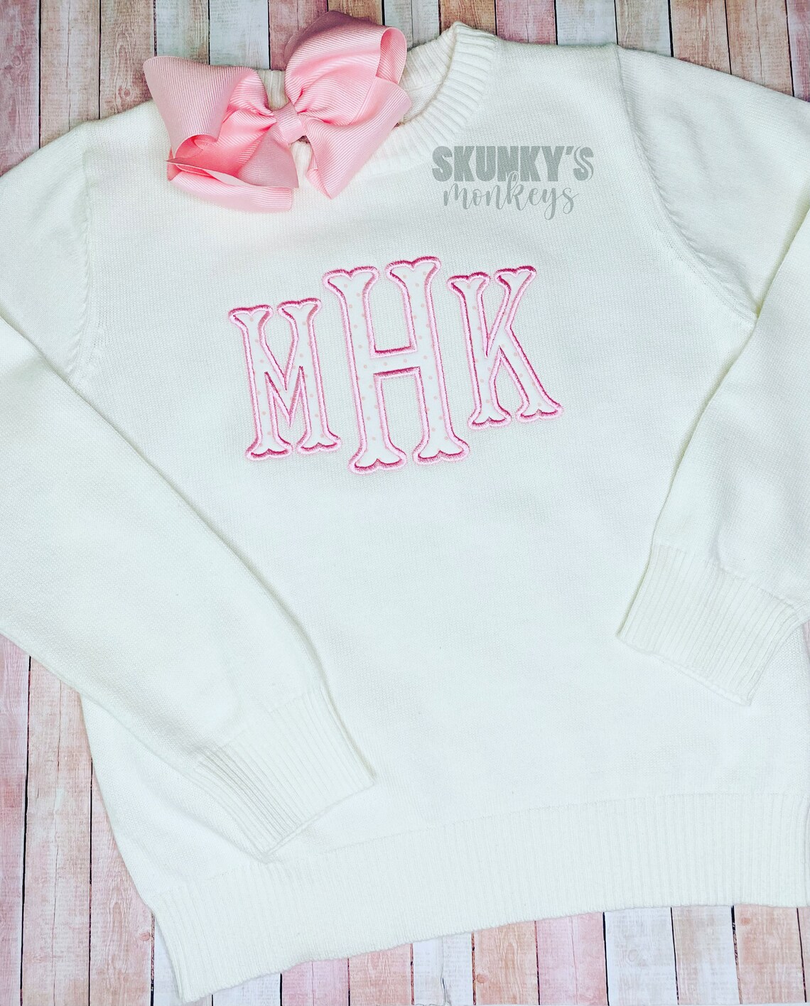 Girls Monogrammed Sweater,personalized Embroidered Initial Sweatshirt ...
