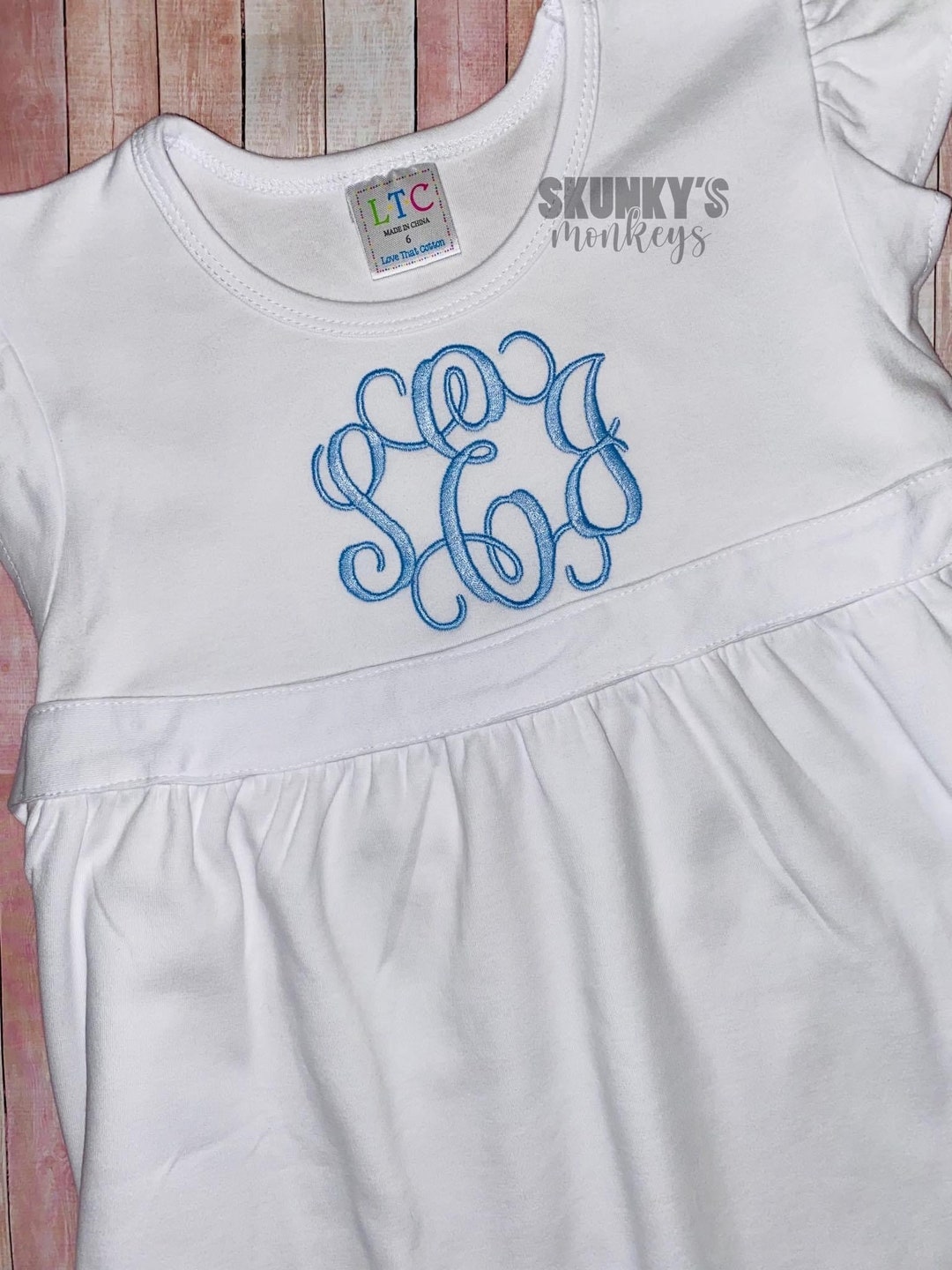 Girls Monogrammed Dress, Custom Embroidered Ruffle Dress, Summer Outfit ...