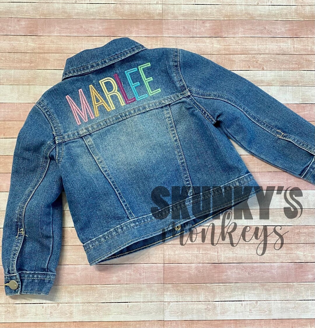Girls Monogrammed Jean Jacket, Girls Personalized Jean Jacket, Toddler Denim Jacket, Todddler ...