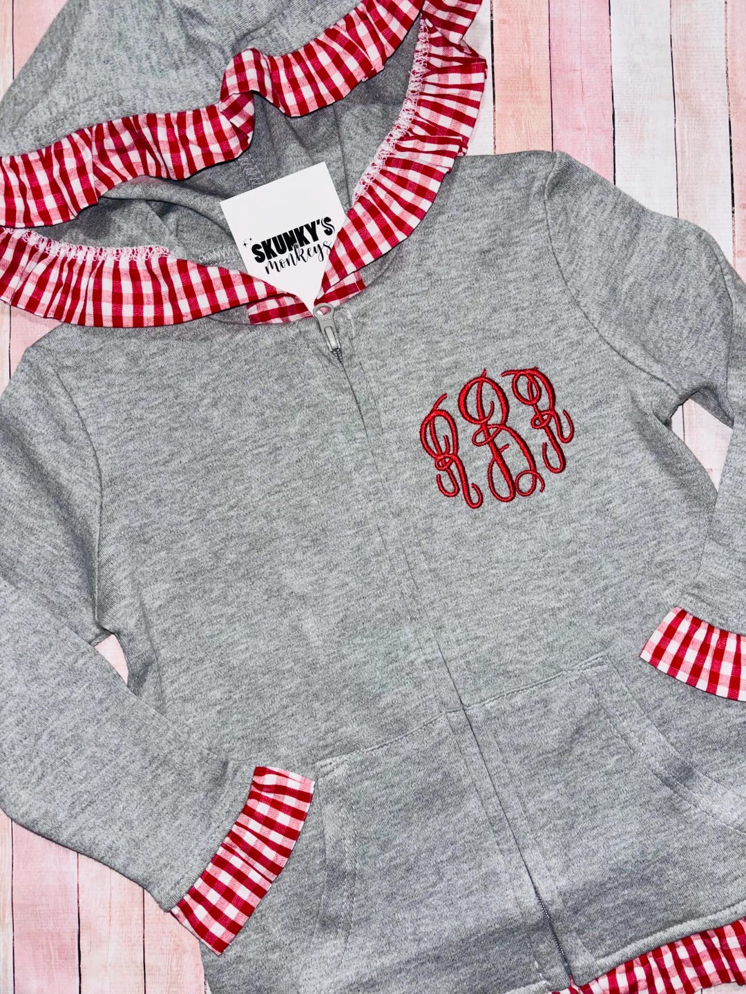 Kids Monogrammed Ruffle Jacket, Monogramed Zipper Jacket, Girls ...