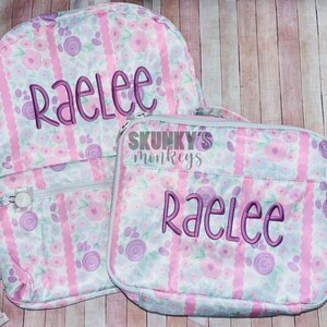 Monogrammed Wipeable Nylon Backpack and Matching Lunchbox, Personalized ...