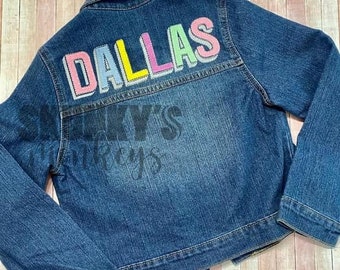 Toddler and Girls Embroidered Denim Jacket - Etsy