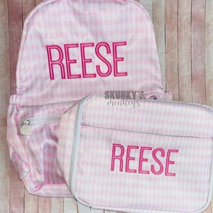 Monogrammed Wipeable Nylon Backpack and Matching Lunchbox, Personalized ...