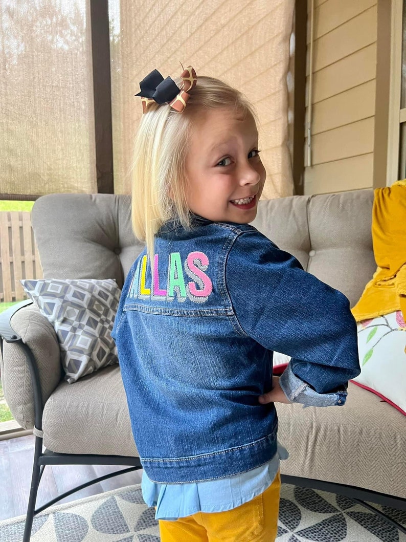 Girls Monogrammed Jean Jacket, Girls Personalized Jean Jacket, Toddler ...