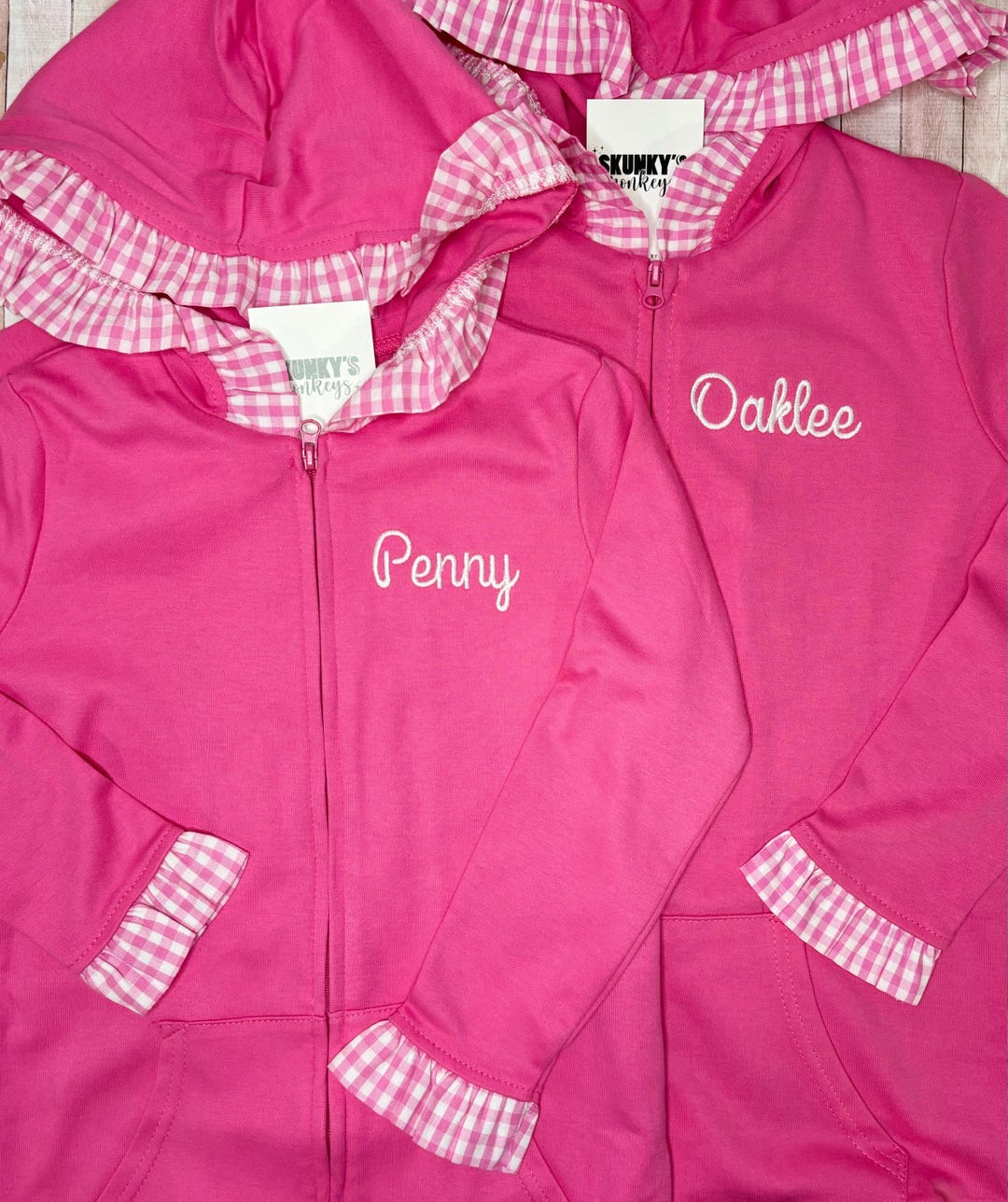 Kids Monogrammed Ruffle Jacket, Monogramed Zipper Jacket, Girls ...