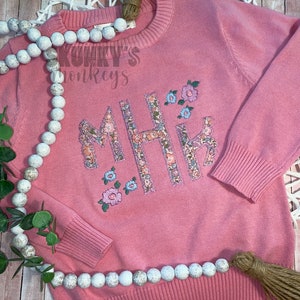 Girls Monogrammed Sweater,personalized Embroidered Initial Sweatshirt ...