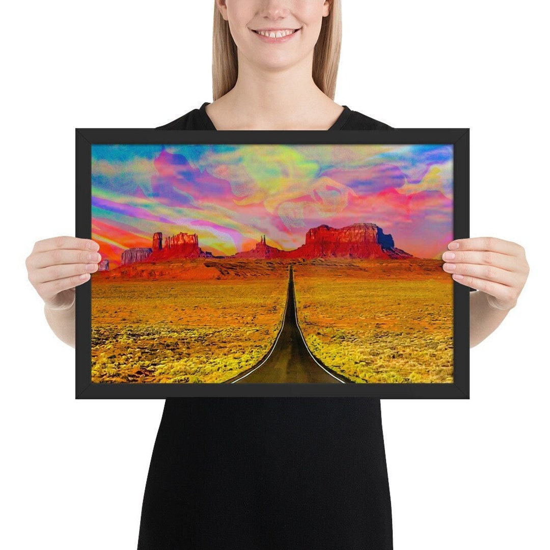 Monument Valley Navajo Tribal Park Framed Poster, Graphic Desert Art ...