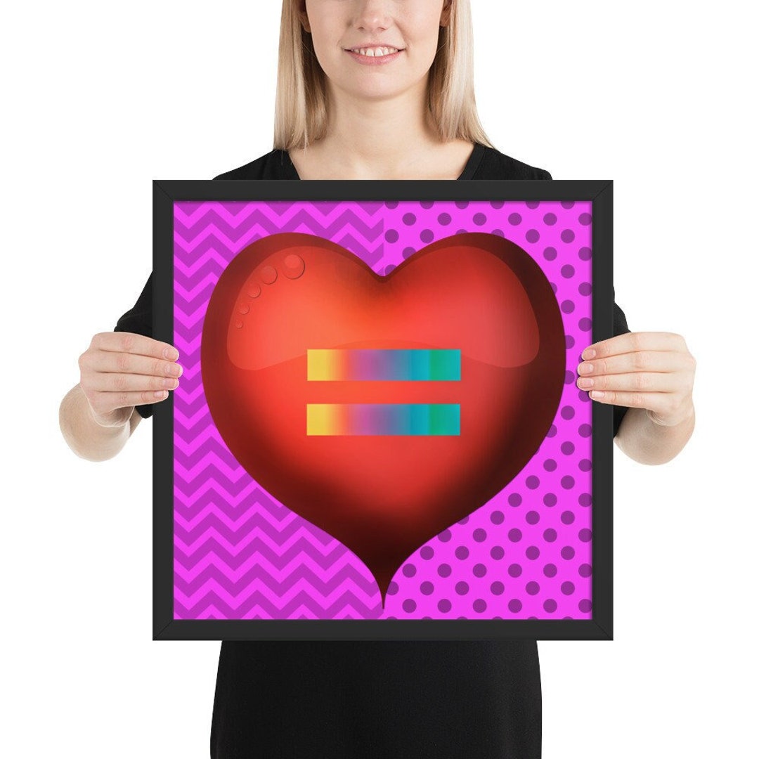 Framed Poster Equality Heart, Equal Rights for All, Urban Chic Decor ...