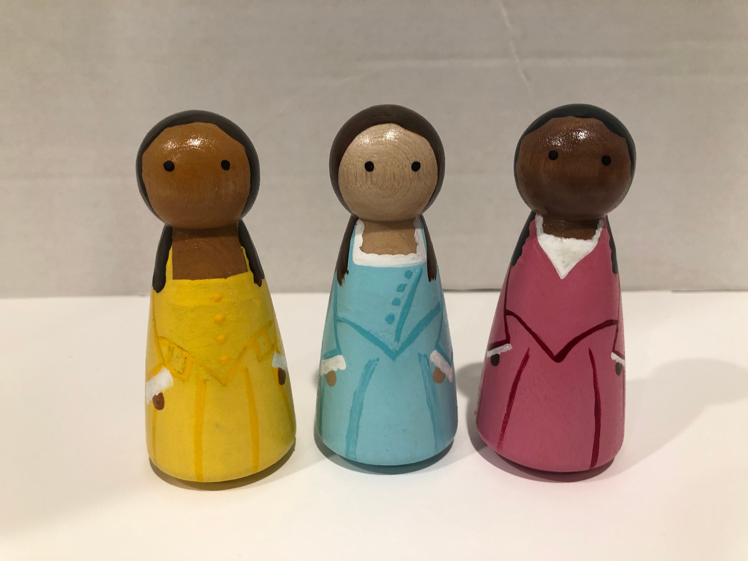 Schuyler Sisters Peg Doll Set / Hamilton Peg Dolls/ Angelica, Eliza ...