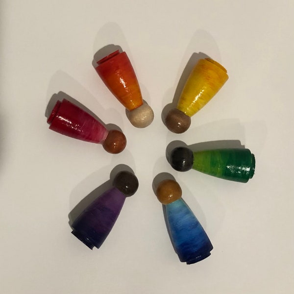 Rainbow Peg People - Etsy