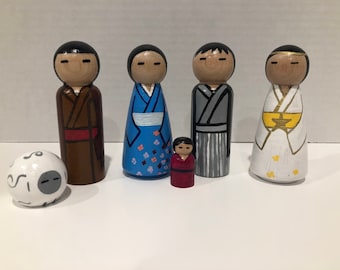 Japanese Nativity Set, Kokeshi Dolls Nativity Set, Nativity Scene ...