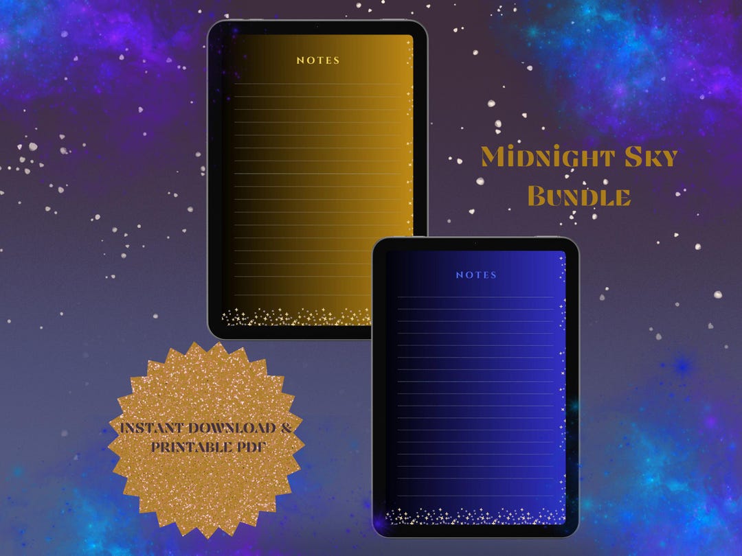 Midnight Sky Notepad, Digital Notepad, Cute Notepad, Colorful Notepad ...