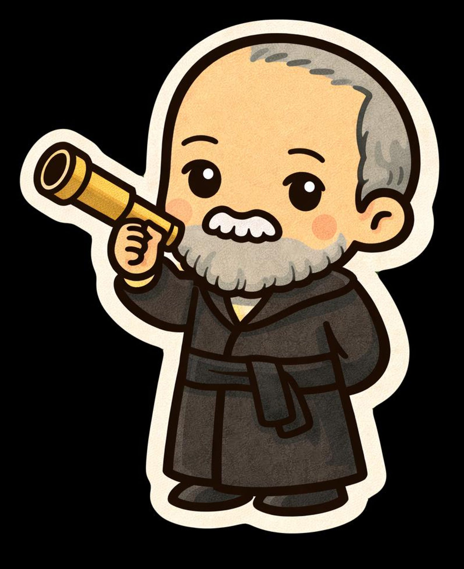 Chibi Galileo Galilei Vinyl Sticker, Astronomy History Die Cut Sticker ...