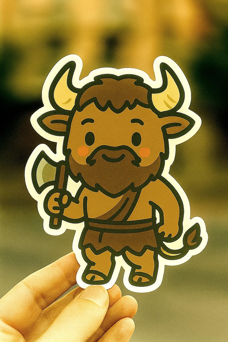 Chibi Minotaur Greek Mythology Vinyl Sticker, Cute Mythical Creature ...