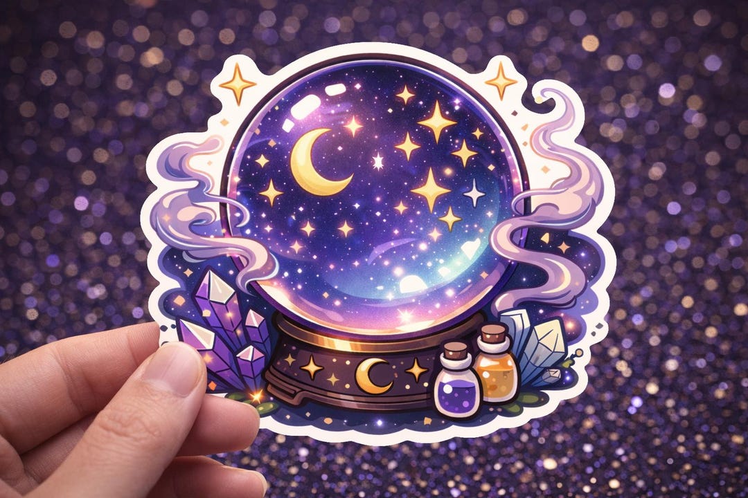 Chibi Crystal Ball Sticker – Kawaii Witch Altar Vinyl Decal - Etsy