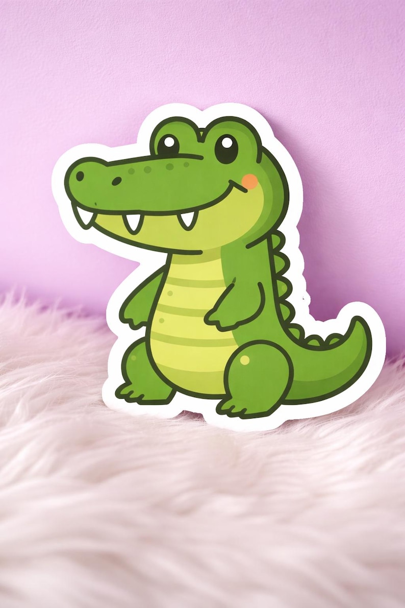 Chibi Alligator Sticker - Kawaii Gator Vinyl Decal - Happy Crocodile ...