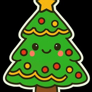 Chibi Christmas Tree: Vinyl Sticker - Etsy