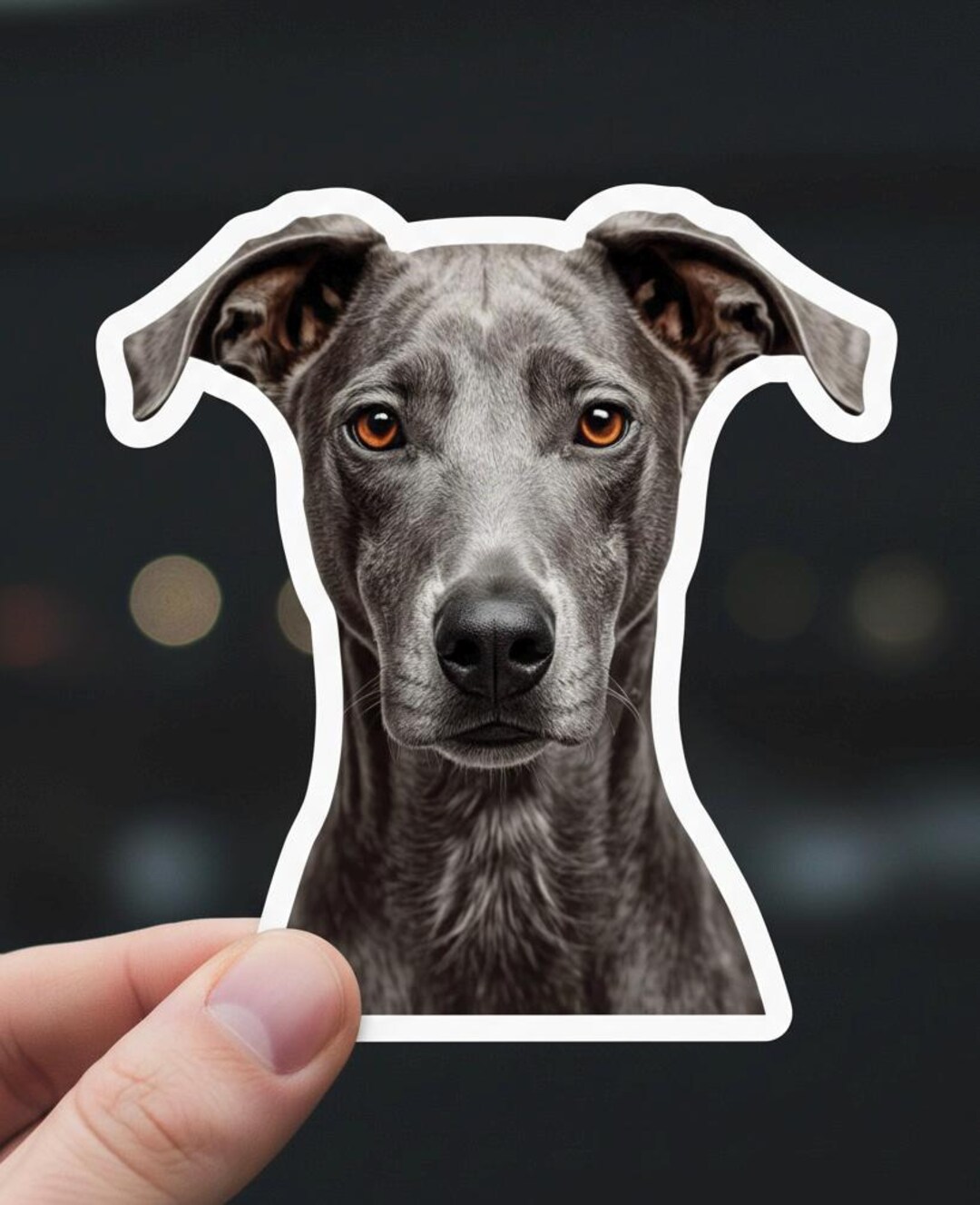 Italian Greyhound Face Die Cut Sticker, Elegant Dog Portrait Vinyl ...