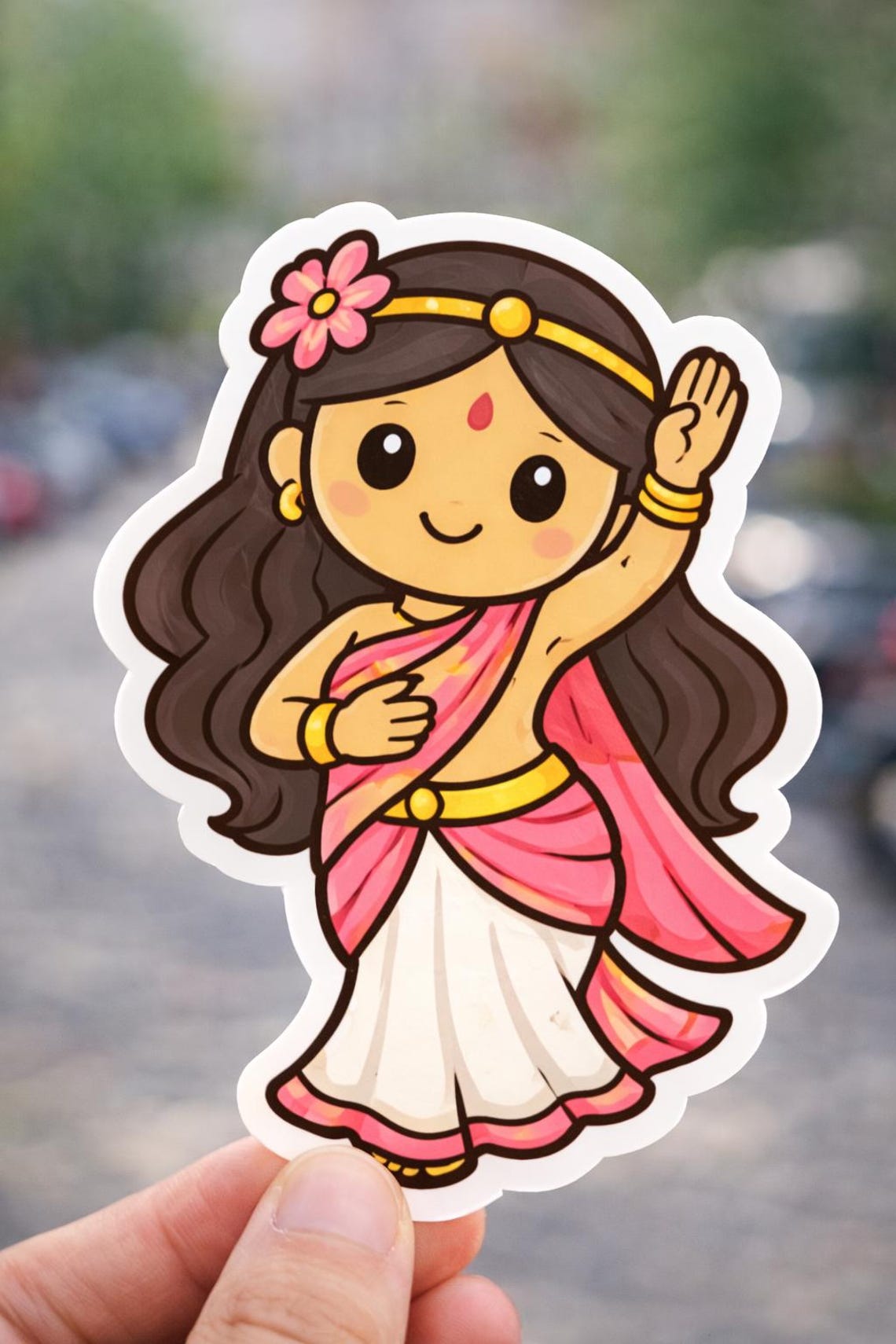 Radha Hindu Mythology Sticker, Chibi Radha Goddess Vinyl Sticker ...