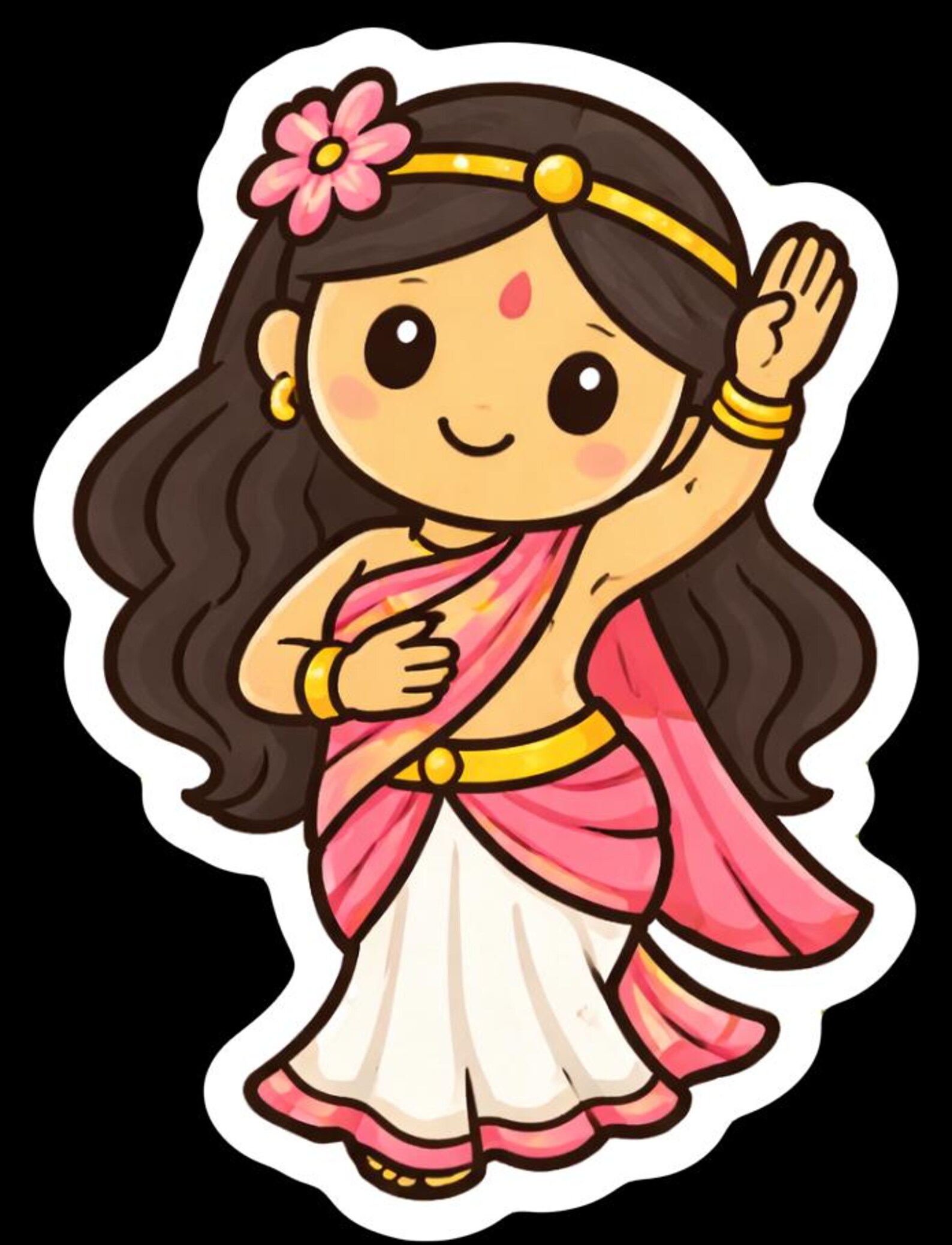 Radha Hindu Mythology Sticker, Chibi Radha Goddess Vinyl Sticker ...