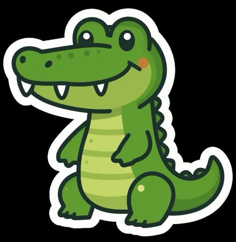 Chibi Alligator Sticker - Kawaii Gator Vinyl Decal - Happy Crocodile ...