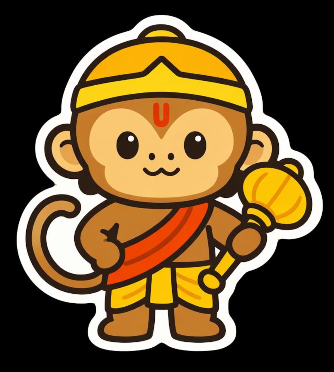 Chibi Hanuman Mythology Vinyl Sticker, Hindu Deity Die Cut Sticker - Etsy