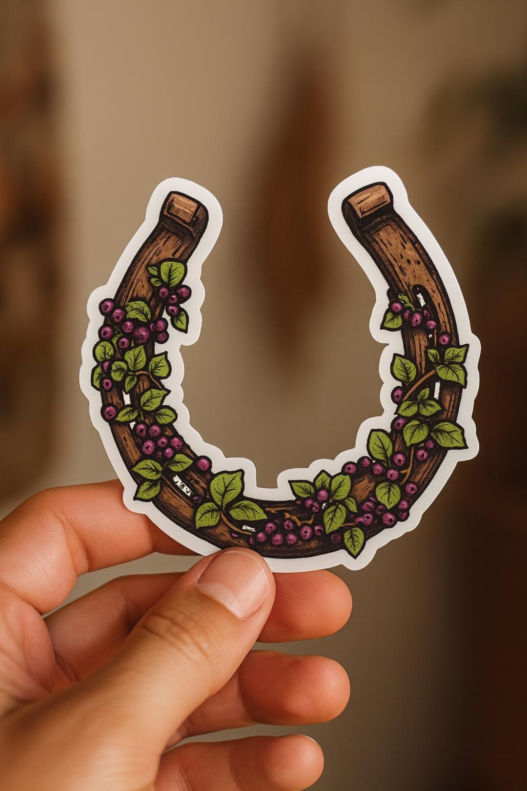 Horseshoe & Huckleberry Die-cut Sticker | Rustic Western Decal - Etsy
