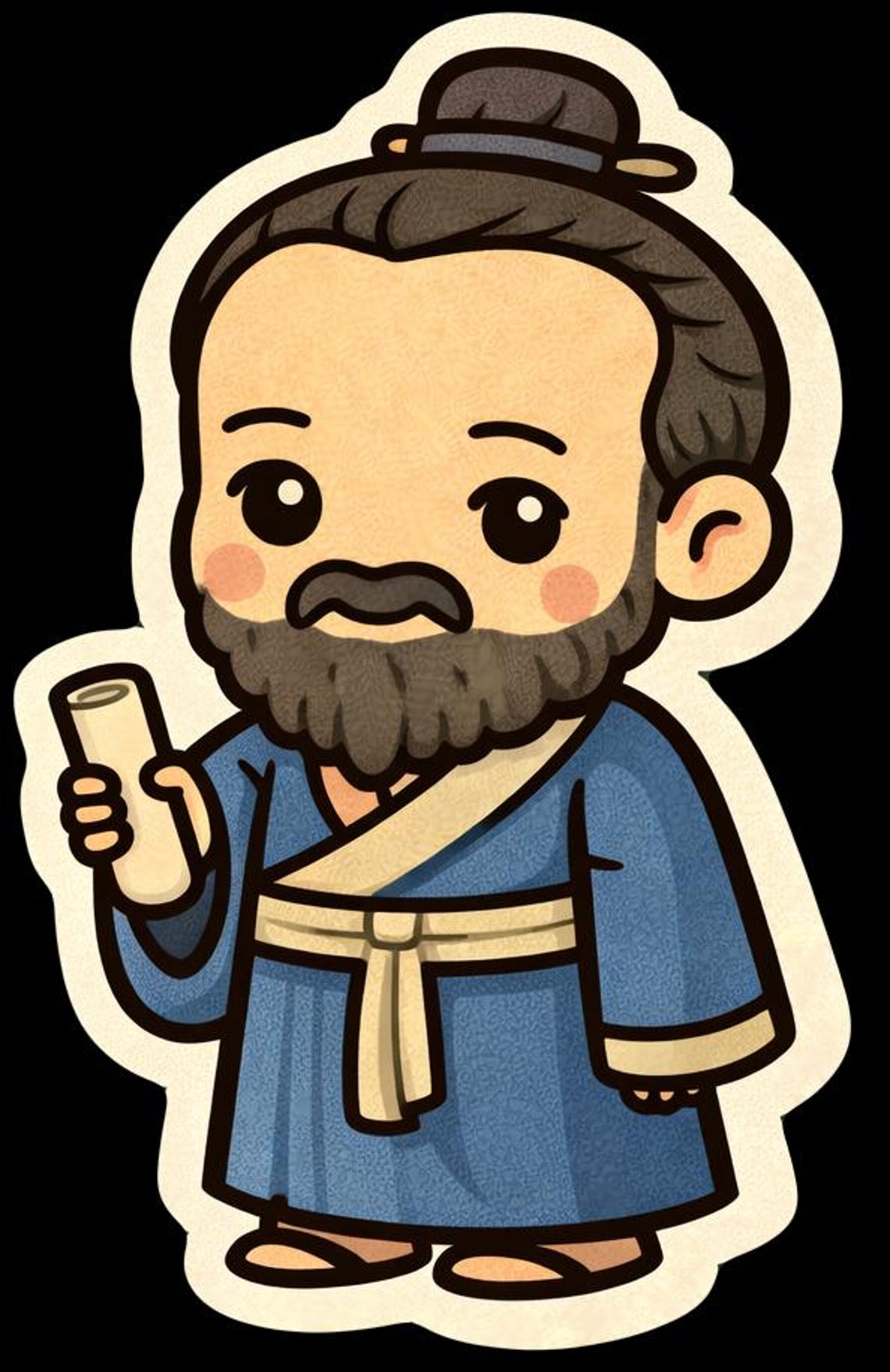 Chibi Confucius Vinyl Sticker, Ancient Philosophy Die Cut Sticker - Etsy