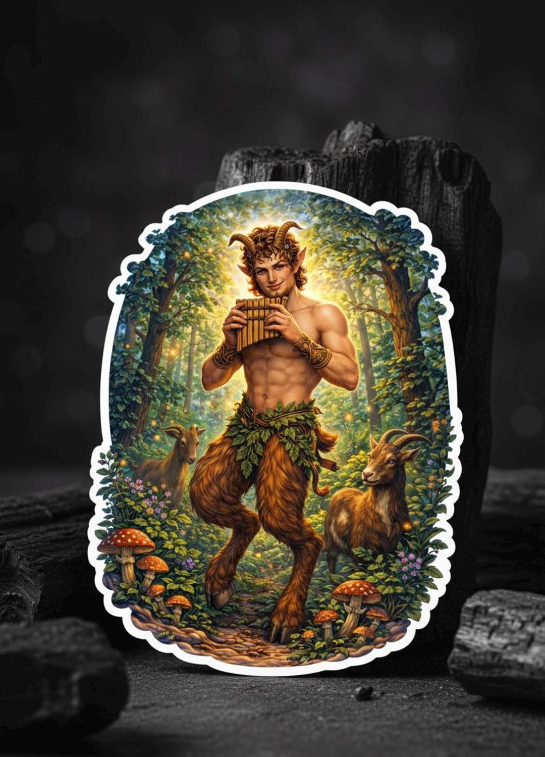 Pan Greek God Sticker Forest Satyr And Nature Spirit Mythology Art Etsy