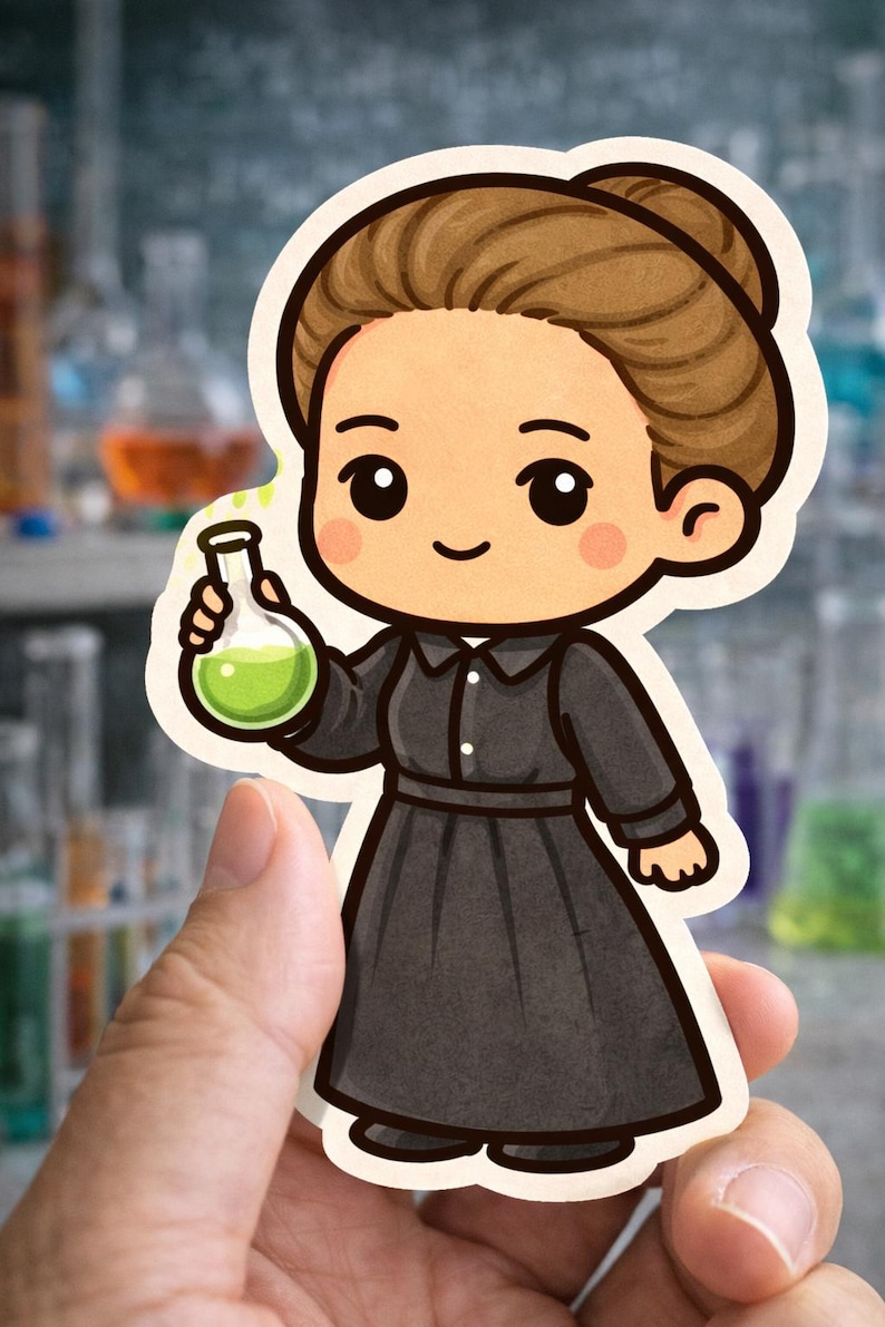 Chibi Marie Curie Scientist History Vinyl Sticker - Etsy