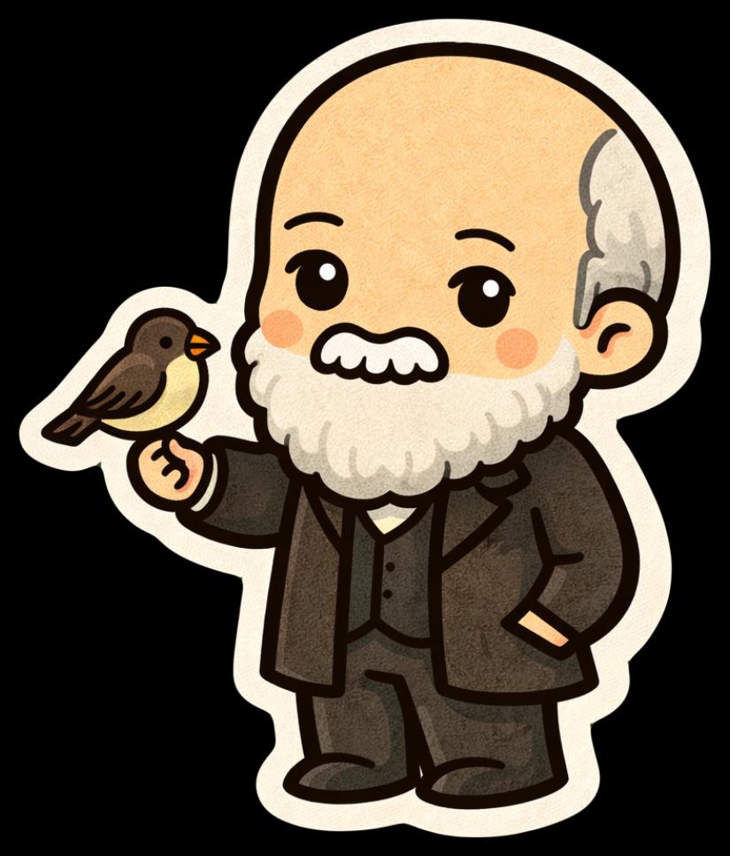 Chibi Charles Darwin Vinyl Sticker, Science History Die Cut Sticker - Etsy