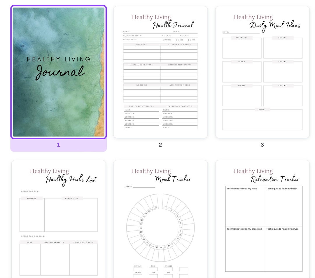Healthy Living Digital Journal, With Recipes, Mood and Habit Trackers ...