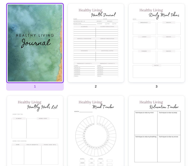Healthy Living Digital Journal, With Recipes, Mood and Habit Trackers ...