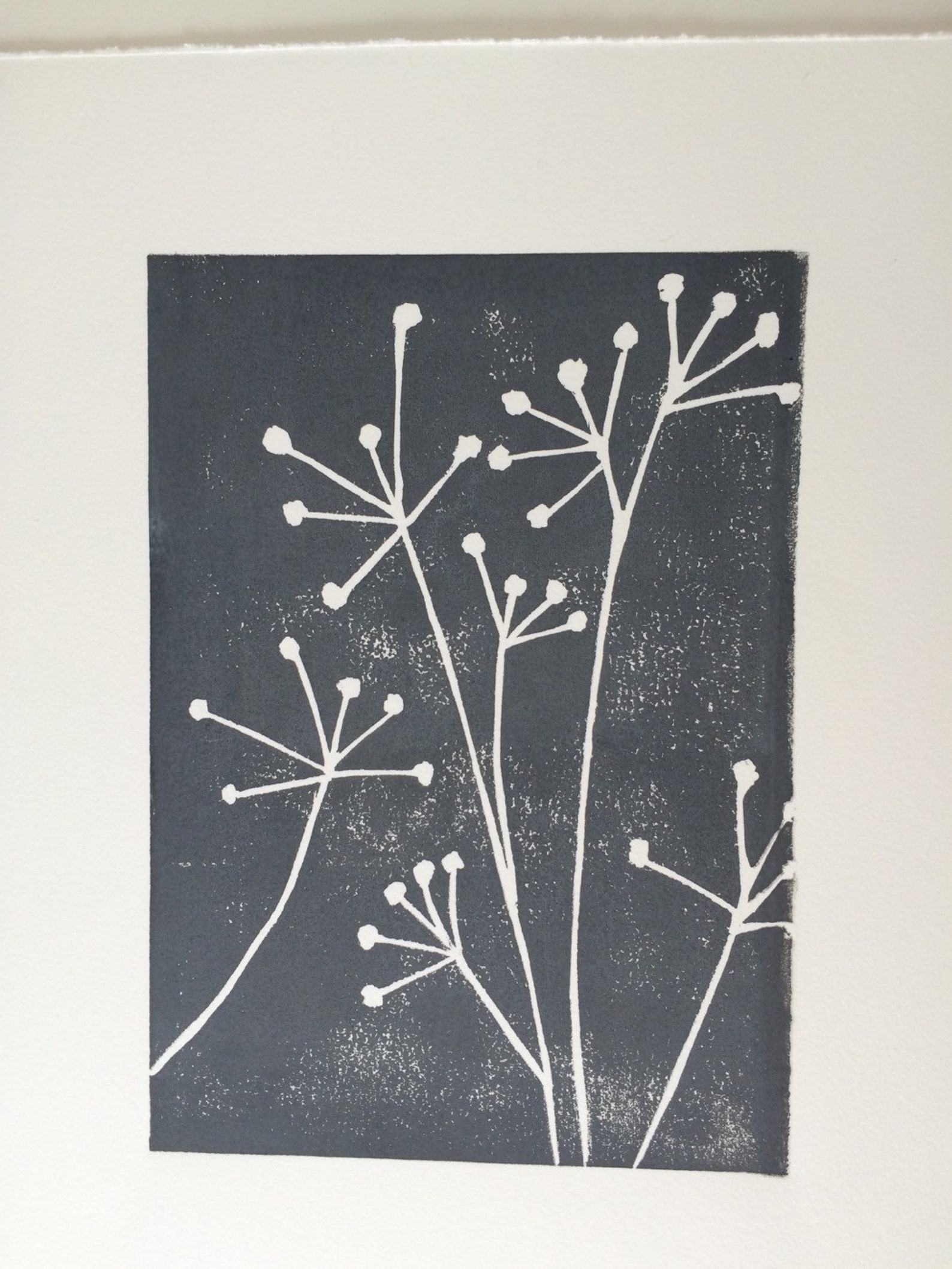 Hand Pulled Botanical Decor Relief PRINT Grey Flowers 8x10 | Etsy