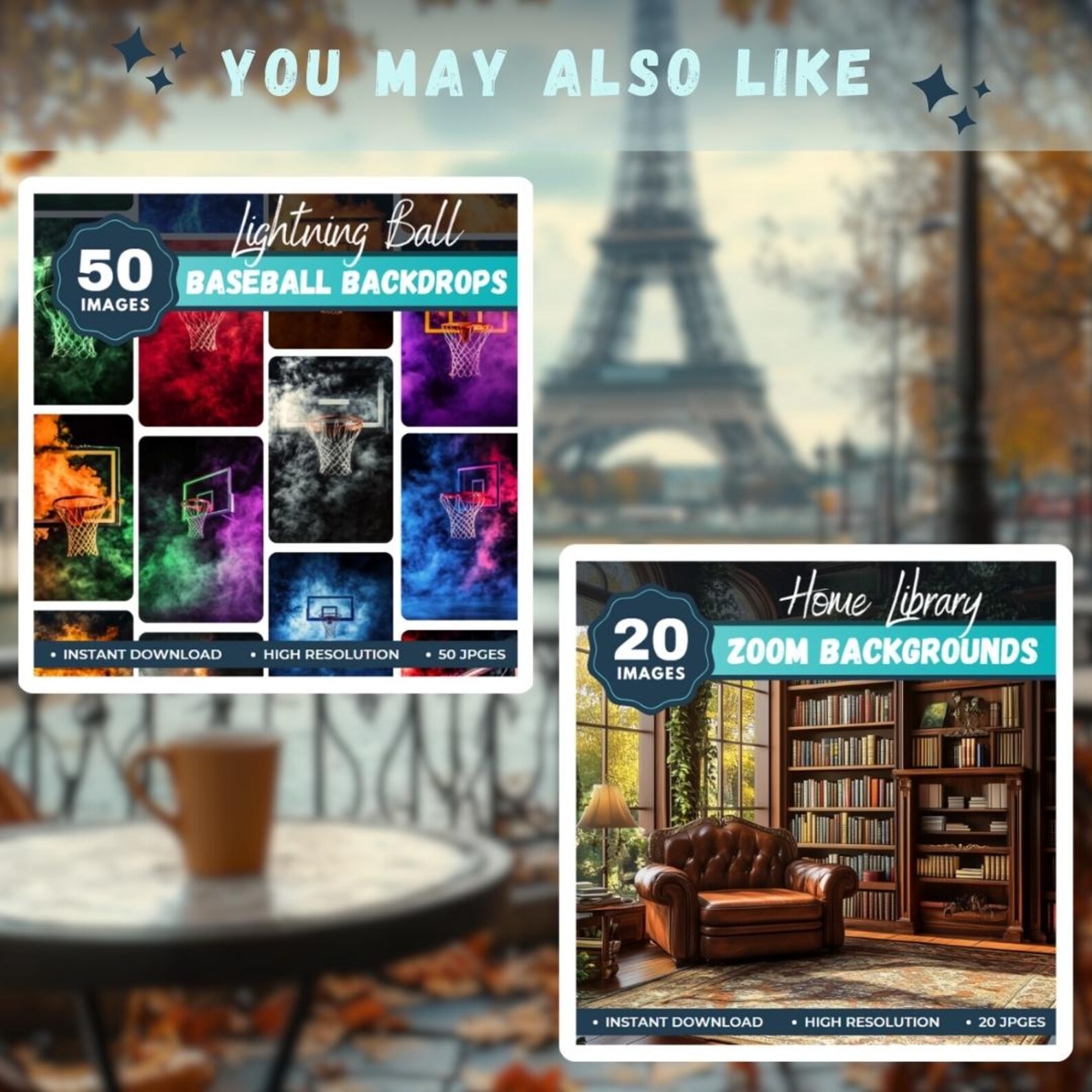 20 Modern Paris Cafe Zoom Background, Virtual Background, Virtual ...