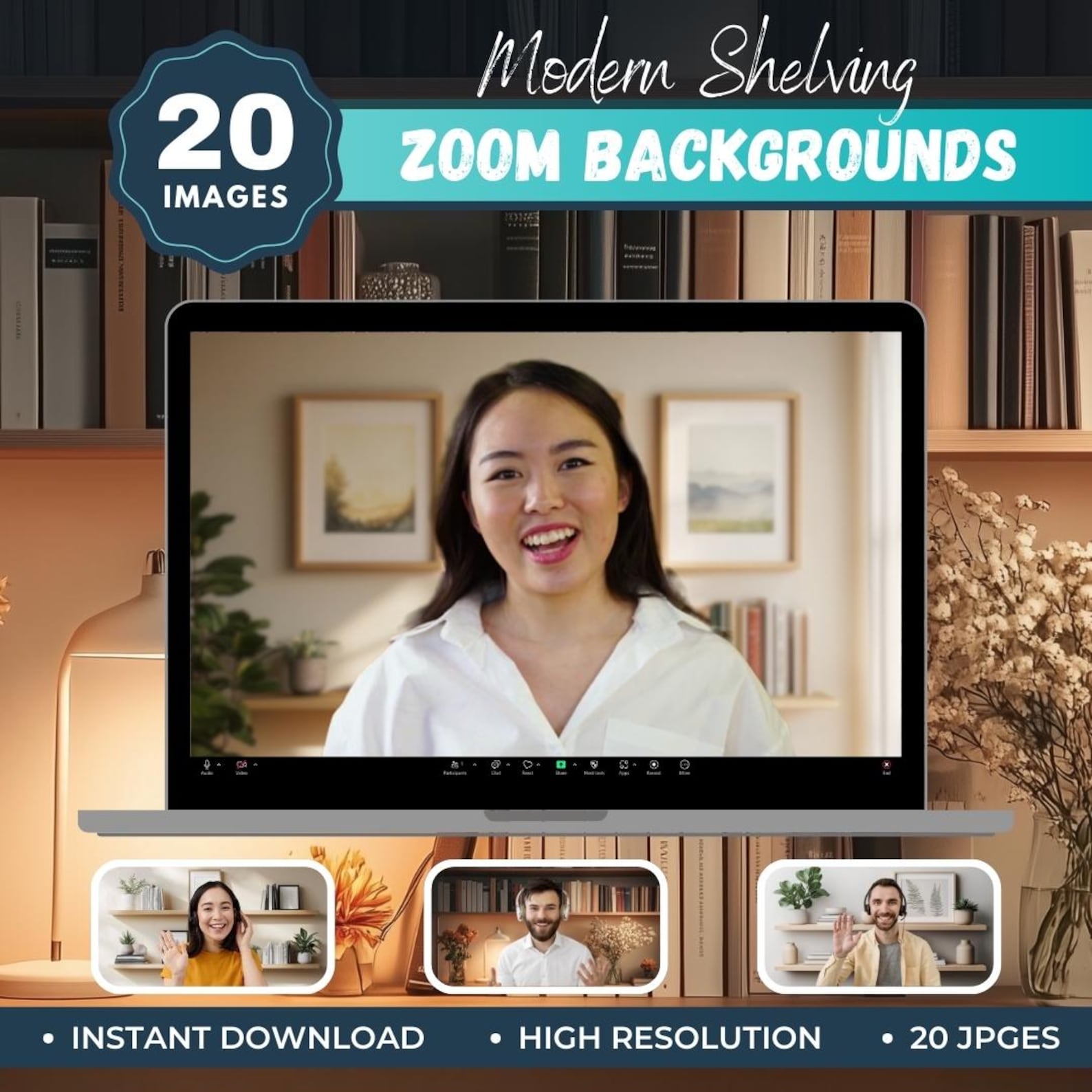 20 Modern Shelving Zoom Background, Virtual Background, Virtual ...