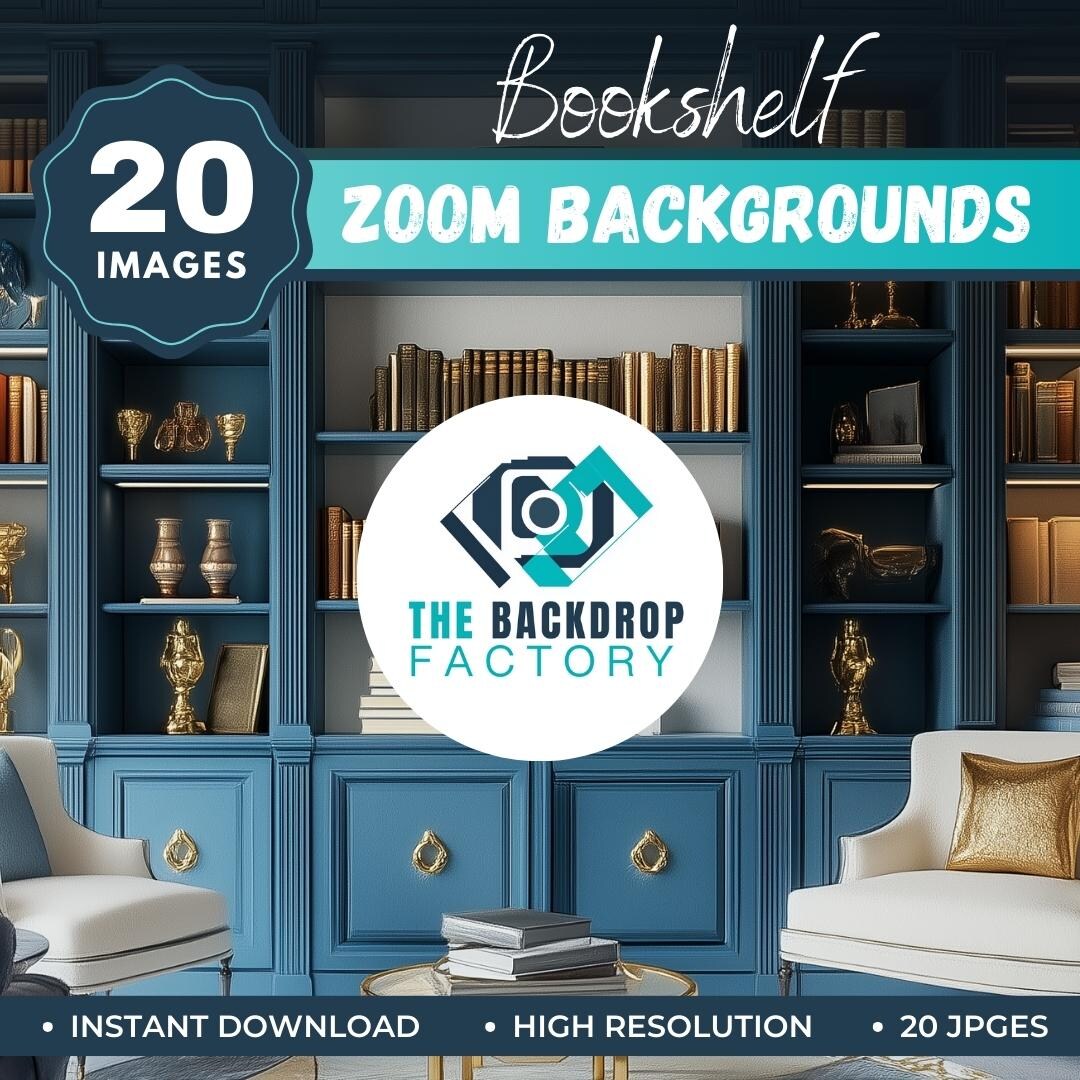 20 Bookshelf Zoom Background Bundle, Virtual Zoom Background, Virtual ...
